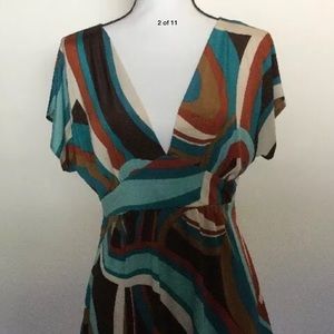 Copper Key | Tops | Copper Key Brownteal Multicolored Scoop Top Poly ...